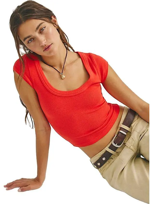 Free People We The Free Brooklyn Tee - High Risk Red