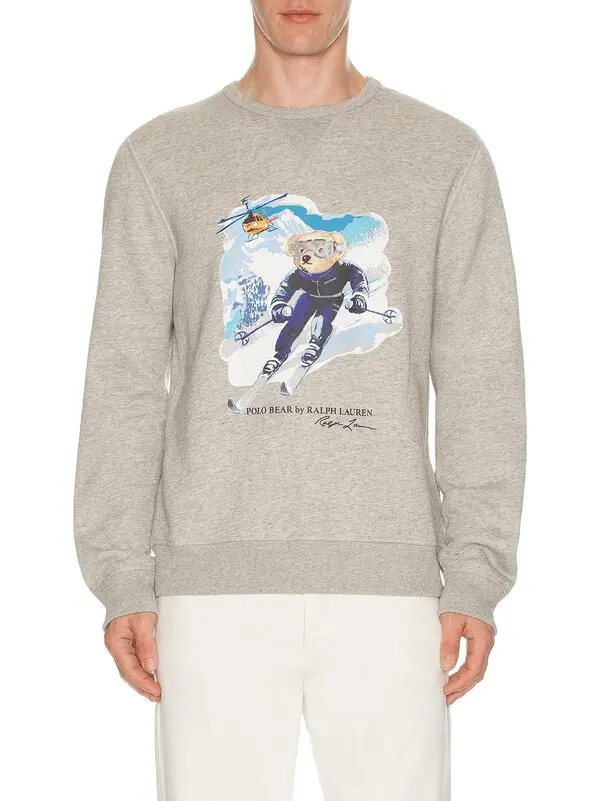 Polo Ralph Lauren Fleece Printed Active Bear Crewneck Sweatshirt - Loft Heather