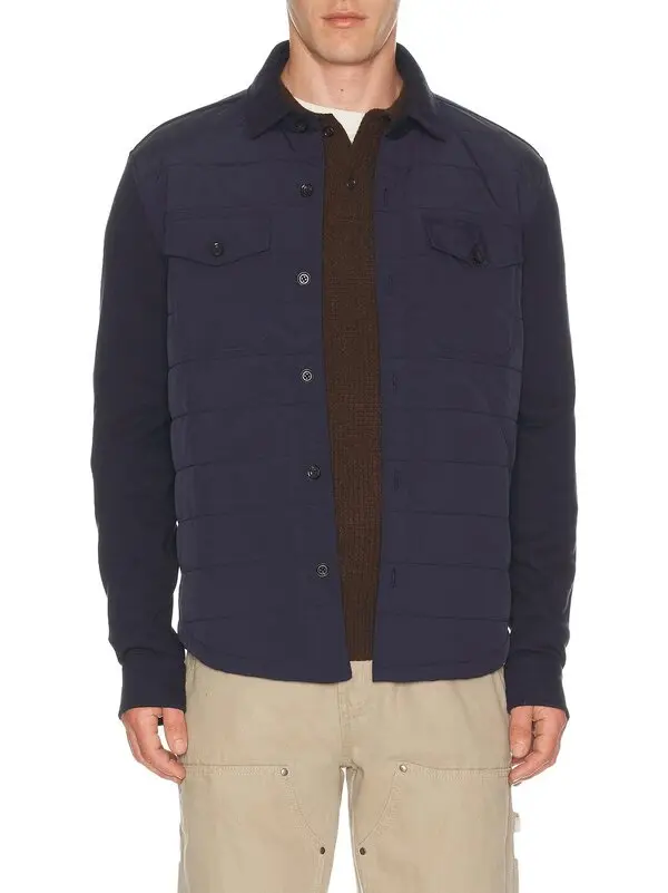 Polo Ralph Lauren Hybrid Quilted Shirt Jacket In Grey - Aviator Navy