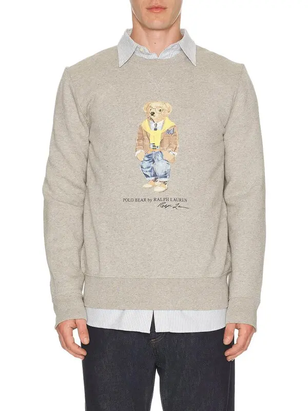 Polo Ralph Lauren Fleece Novelty Bear Crewneck Sweatshirt - Loft Heather