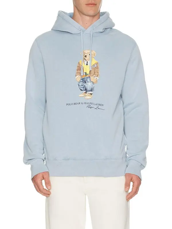 Polo Ralph Lauren Fleece Resin Washed Heritage Bear Hoodie - Southport Blue