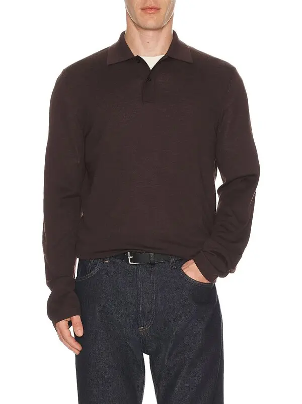 SAMSOE SAMSOE Sarowan Long Sleeve Polo In Chocolate - Black Coffee
