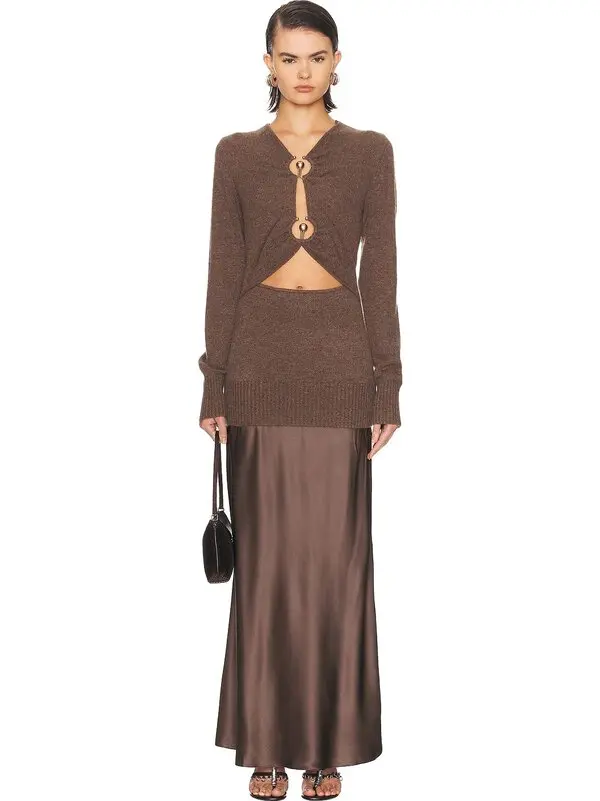 Christopher Esber Orbit Ruched Monument Long Sleeve Dress - Umber