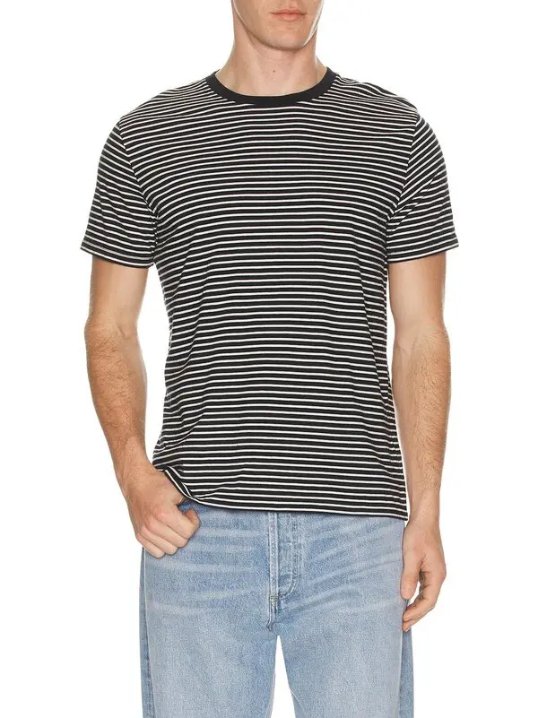NILI LOTAN Pierre T-shirt In Black - Black & Ivory Stripe