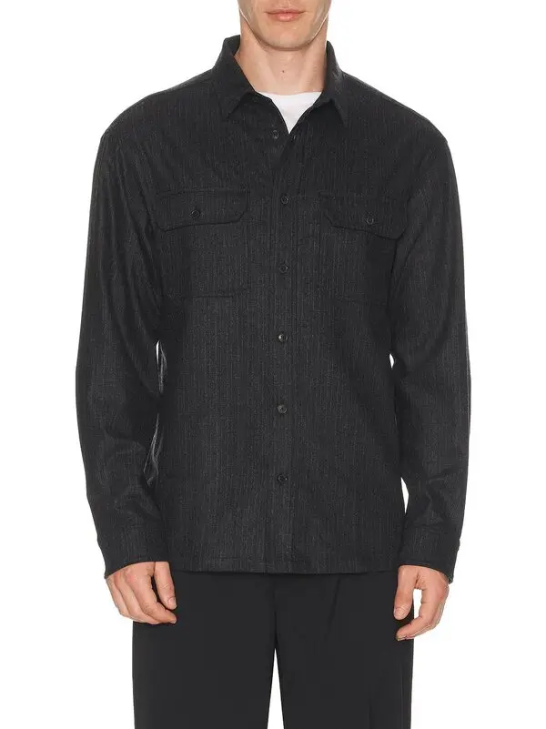 NILI LOTAN Evander Shirt In Sage - Charcoal