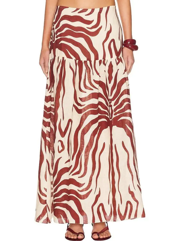 Johanna Ortiz Bohemia Maxi Skirt - Ecru & Wine
