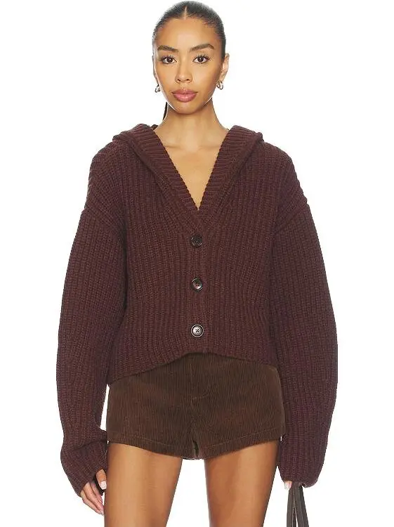 LOVERS AND FRIENDS Anika Hooded Cardigan - Chocolate Brown
