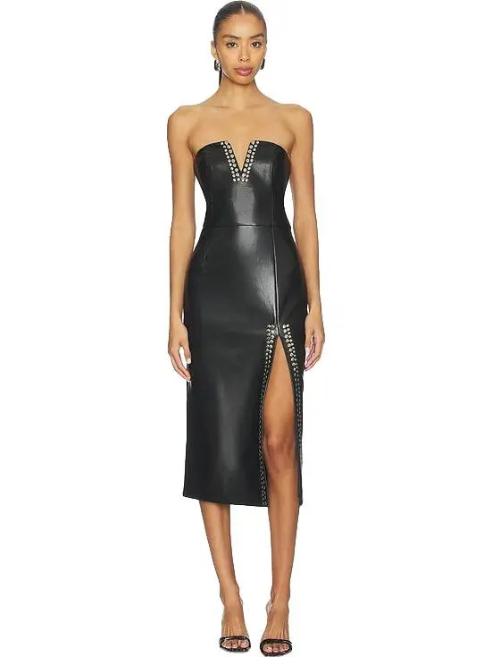 Generation Love Isabel Studded Faux Leather Dress - Black & Silver