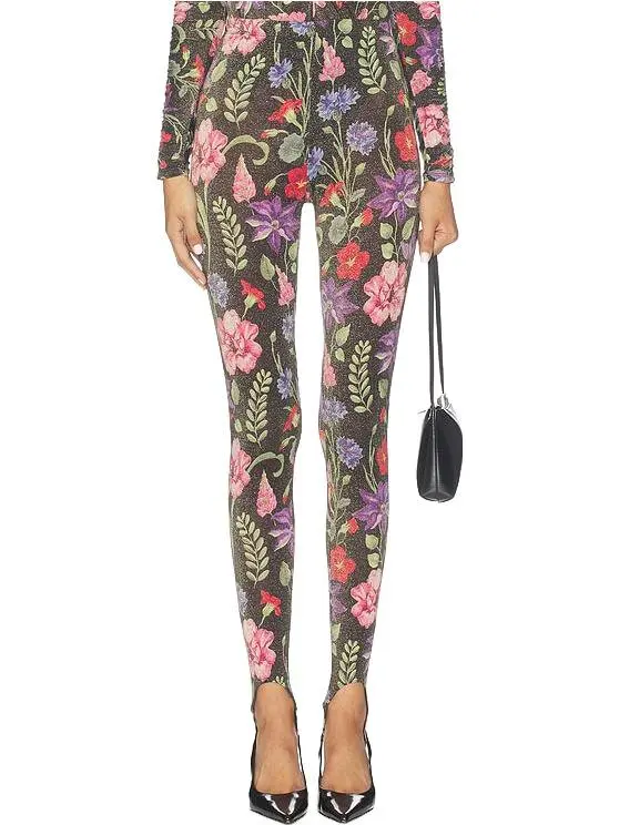 Fleur Du Mal Wildfleur Stirrup Legging In Color Wildflower In Black - Wildflower Print