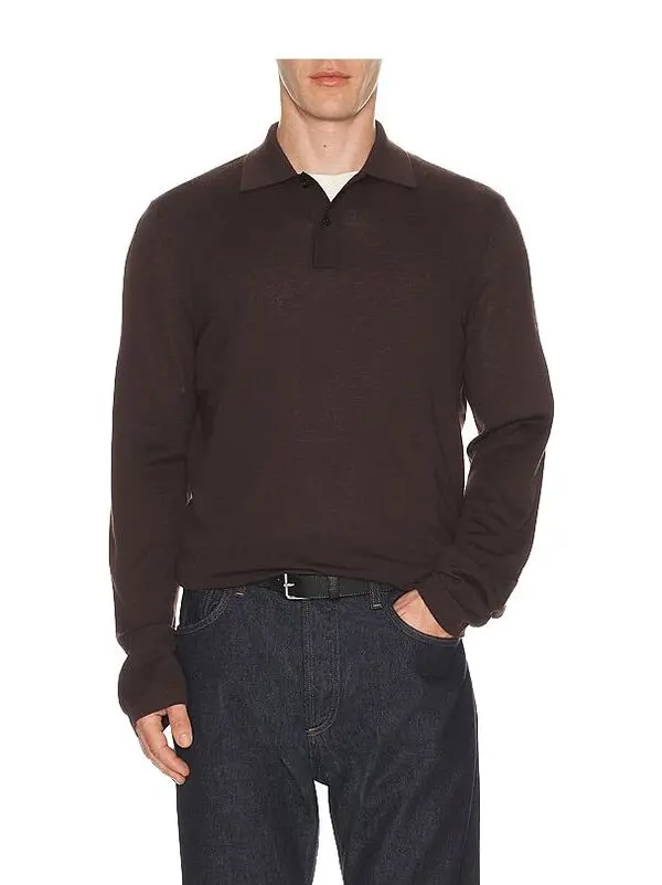 SAMSOE SAMSOE Sarowan Long Sleeve Polo In Chocolate - Black Coffee