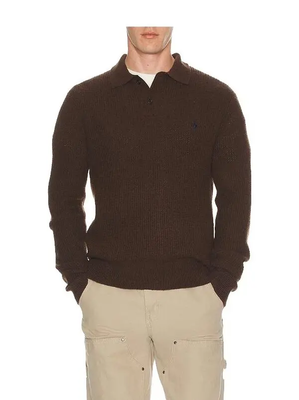 Polo Ralph Lauren Long-sleeve Cotton Wool Textured Crewneck Sweater - Cacao Brown Heather