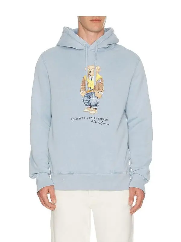 Polo Ralph Lauren Fleece Resin Washed Heritage Bear Hoodie - Southport Blue
