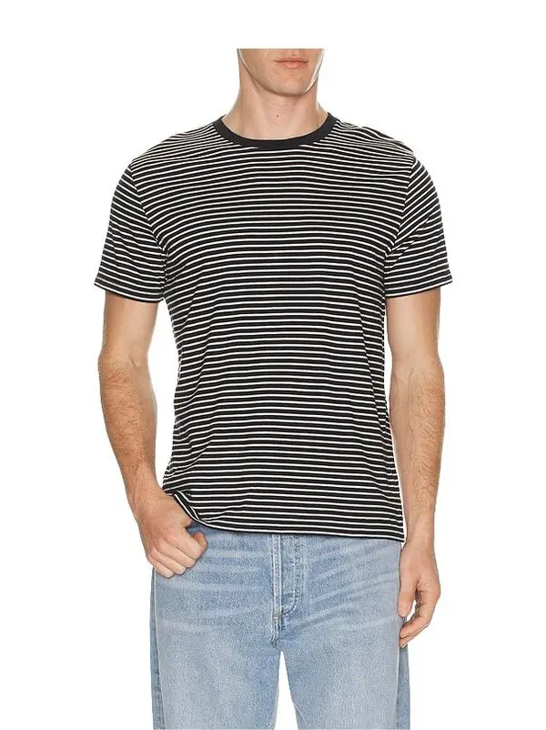 NILI LOTAN Pierre T-shirt In Black - Black & Ivory Stripe