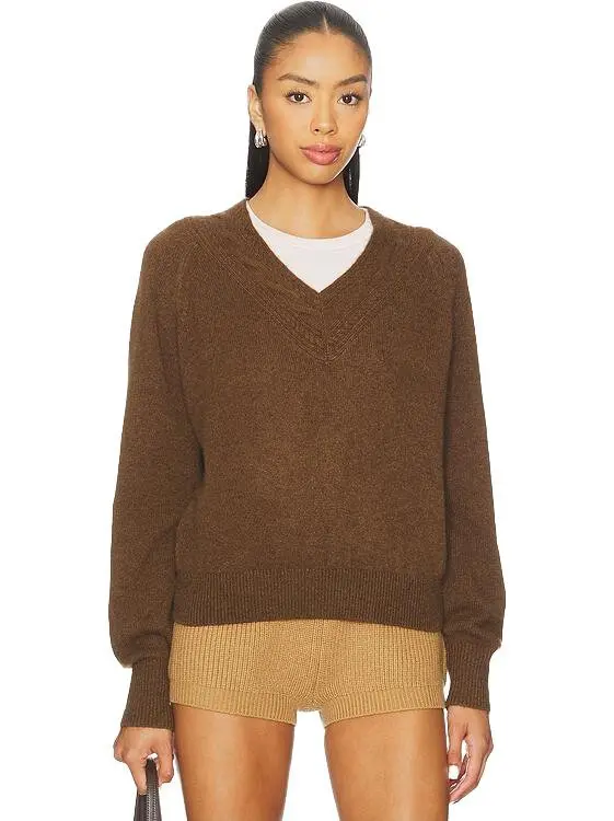 Guest In Residence Varsity V Sweater - Chestnut