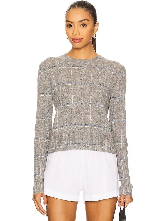 Guest In Residence Shrunken Check Crew Sweater - Heather Grey Combo
