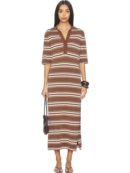 Faithfull The Brand Santiago Polo Dress - Ombre Stripe Macro Carob