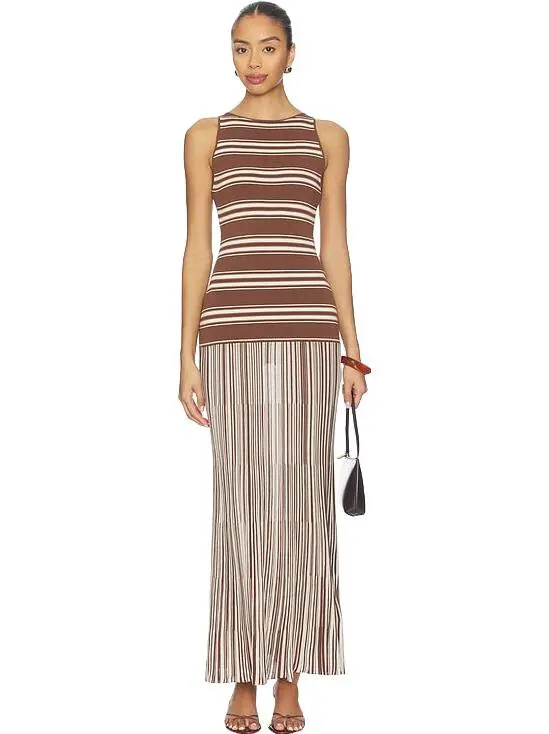 Faithfull The Brand Tore Maxi Dress - Ombre Stripe Macro Carob