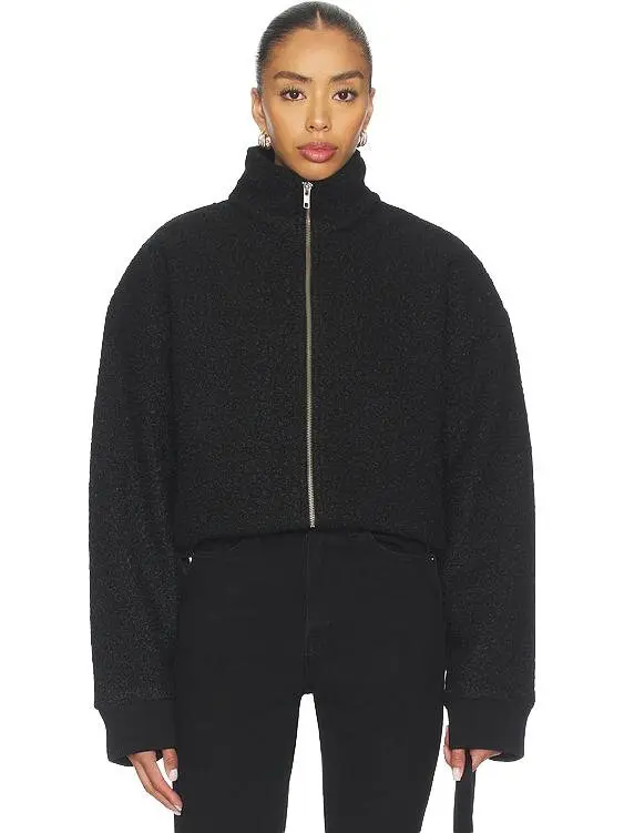 LOVERS AND FRIENDS Sherpa Jacket With Mockneck And Zip Closure - Black