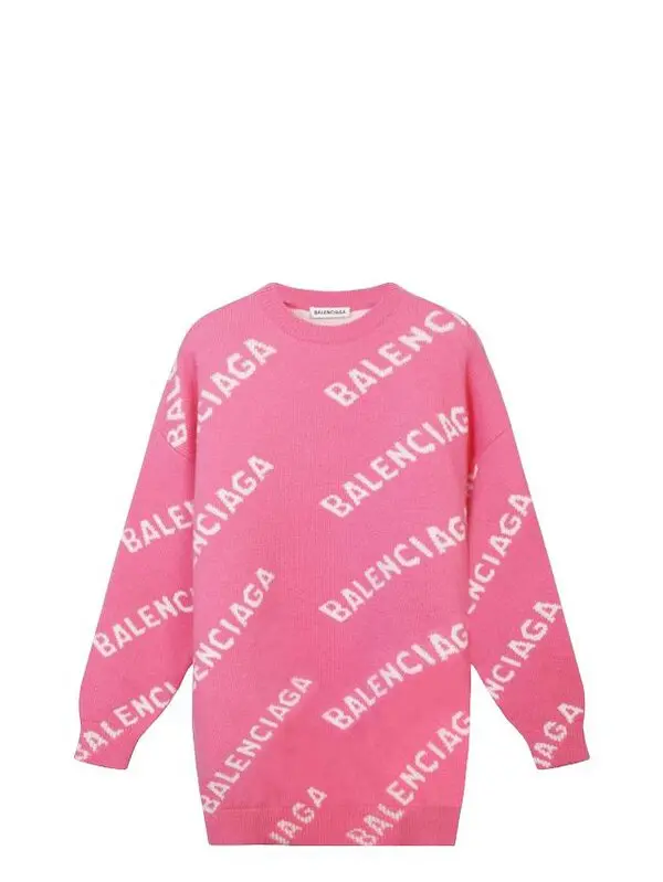 Balenciaga Intarsia Logo Crewneck Sweatshirt - Pink