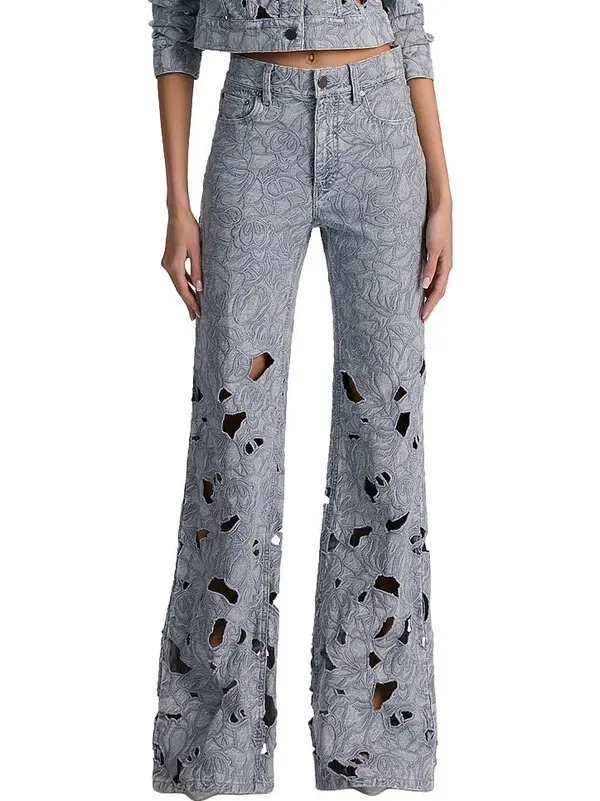 Alice + Olivia Chic High-rise Eyelet Jeans - Rockstar Blue