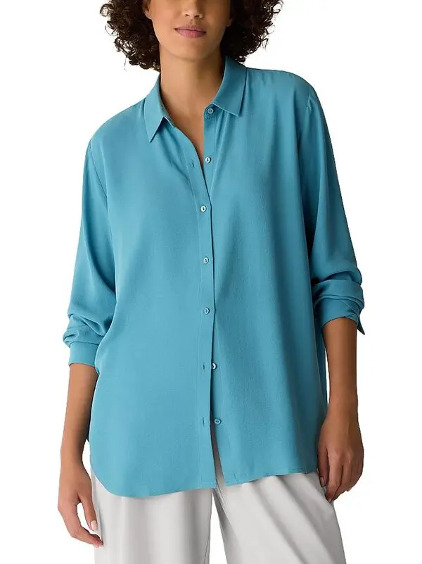 Eileen Fisher Silk Georgette Shirt - River