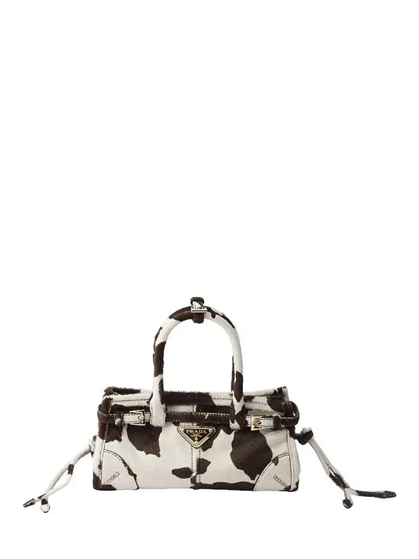 Prada Printed Leather Handbag - White