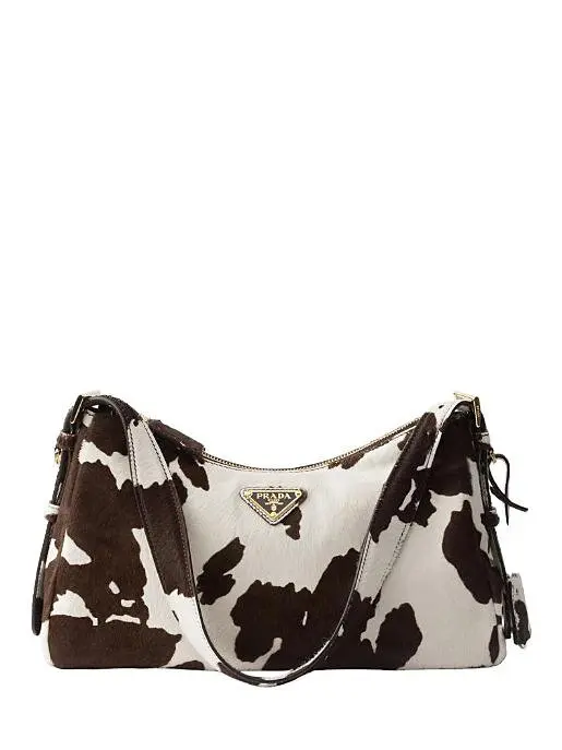 Prada Aimee Medium Printed Leather Shoulder Bag - White