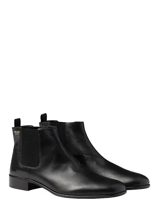 Prada Leather Booties - Black