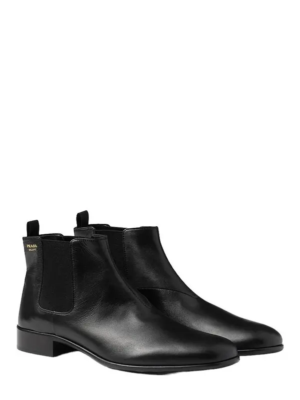 Prada Leather Booties - Black