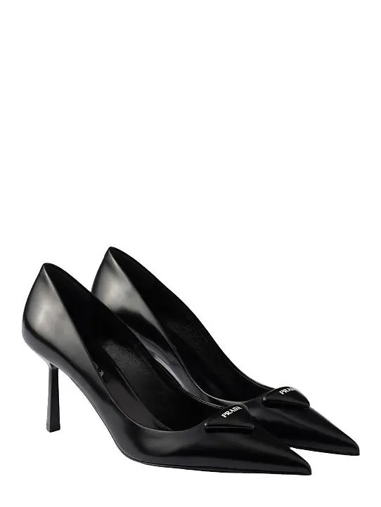 Prada Brushed Leather Pumps - Black