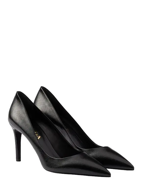 Prada Patent Saffiano Leather Pumps - Black