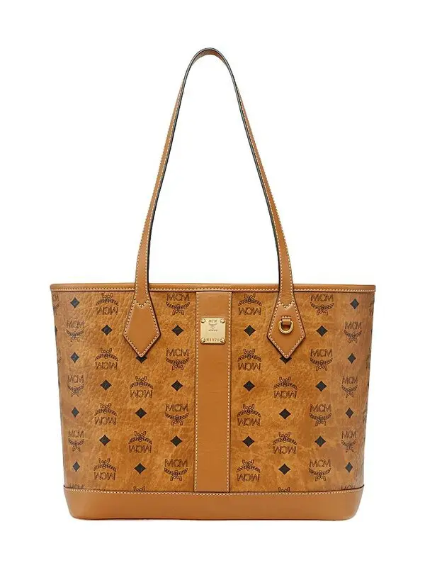 Mcm Liz Small Visetos Shopper Tote - Cognac