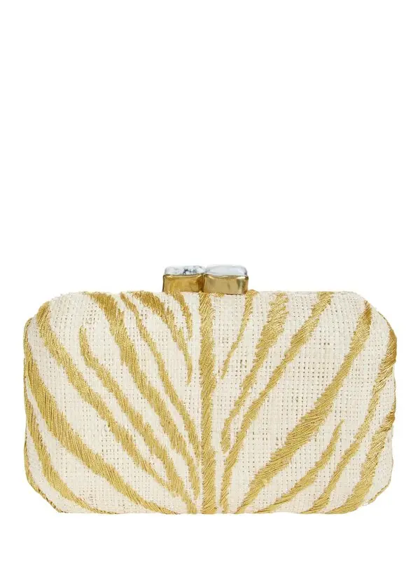 Pamela Munson Le Zoo Raffia Clutch - Gold