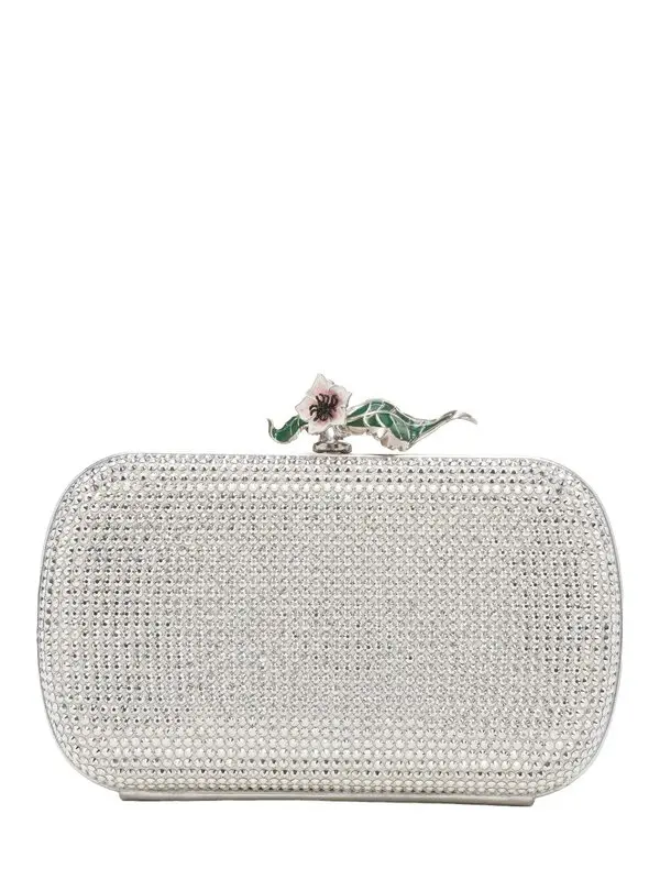 Bottega Veneta Knot Crystal Flower Clutch - White/silver