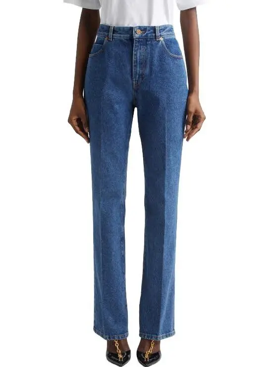 Balmain High-waist Straight-leg Jeans - 6ex Bleu Jean Dark