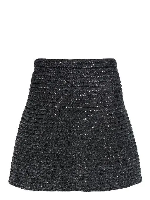 Alaïa Sequin Ribbed Skater Skirt - Noir Alaia