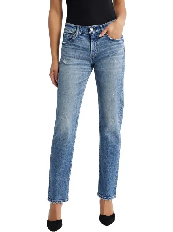 Moussy Vintage Linden Slim Straight Leg Jeans - Blue
