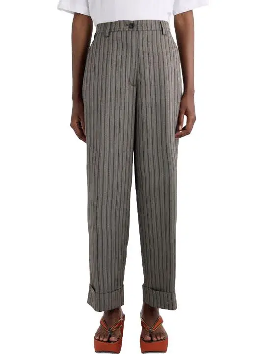 Dries Van Noten Pakora Multistripe Fluid Cuffed Pants - Grey