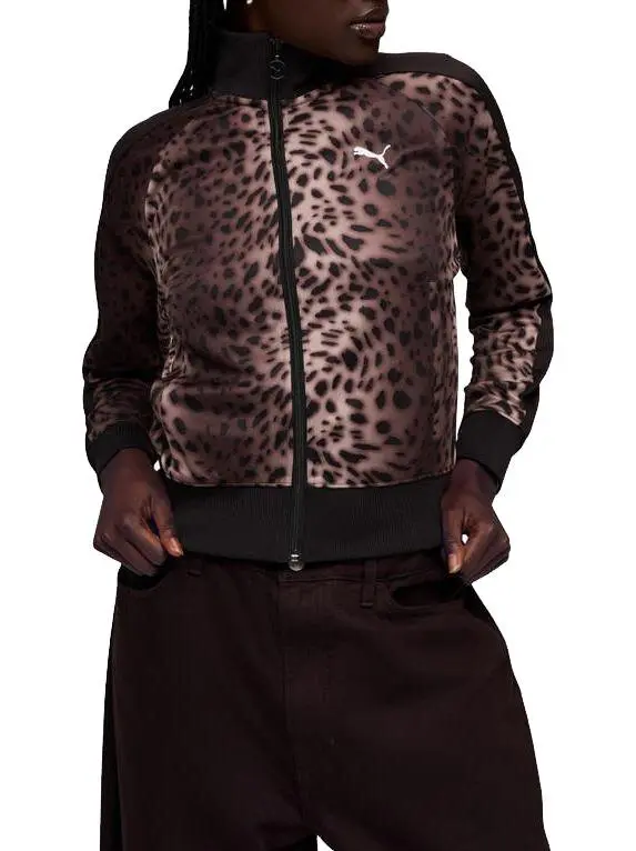 PUMA Leopard Zip Front Sweatshirt - Puma Black