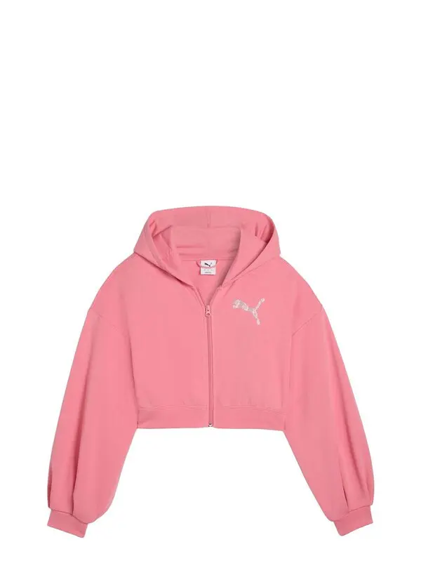 PUMA Essential Graphic Leo Luxe Bedazzled Track Jacket - Wild Pink
