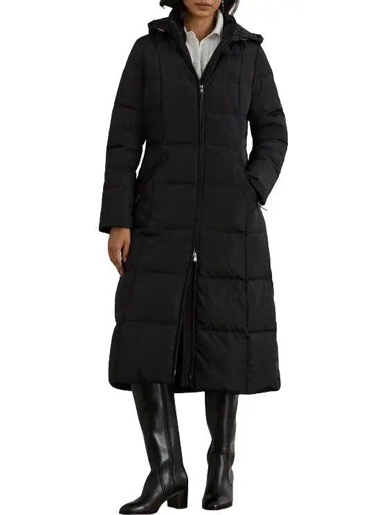 Ralph Lauren Hooded Longline Puffer - Black