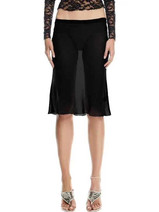 Lioness Shoreline Semisheer Knee-length Skirt - Obsidian