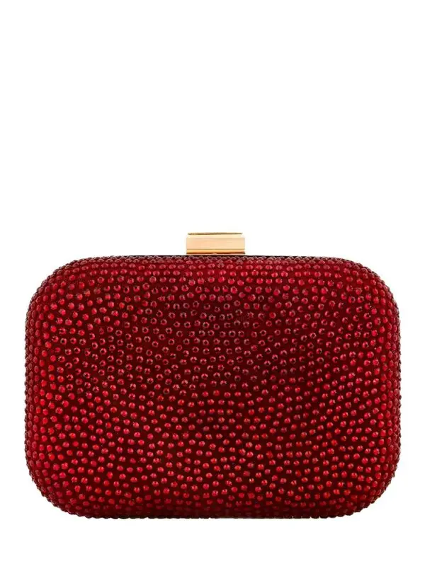 GEMY MAALOUF Crystal-embellished Crepe Clutch - Red