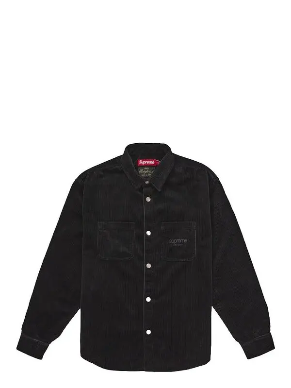 Supreme Wide Wale Corduroy Snap Shirt - Black