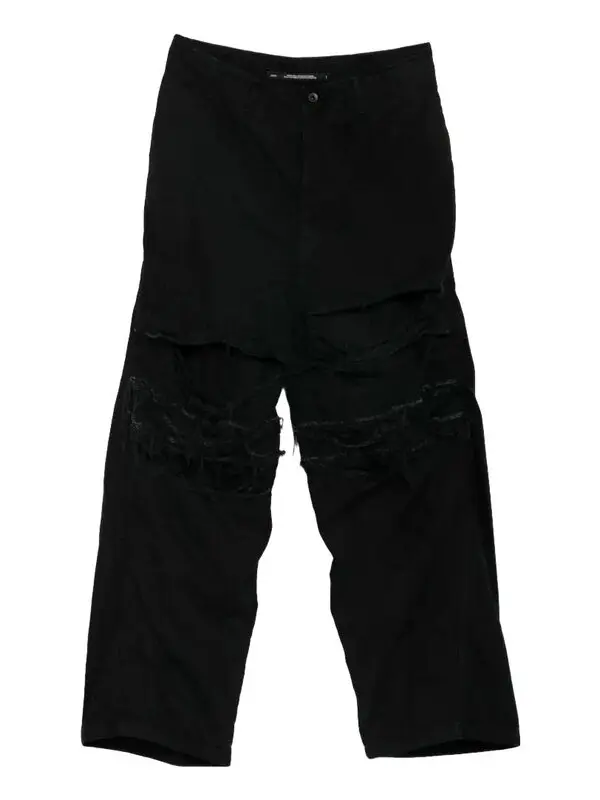 JULIUS Distressed Wide-leg Jeans - Black