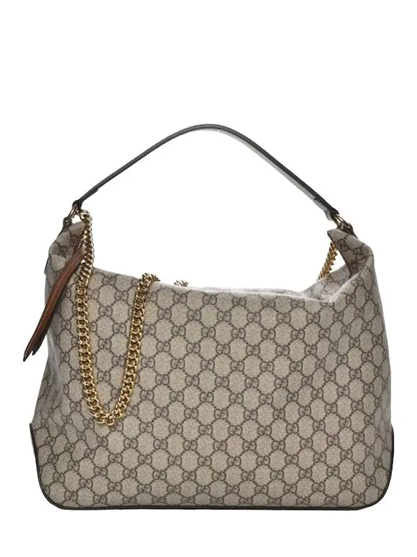 Gucci Large Monogram Gg Supreme Hobo - Light Brown