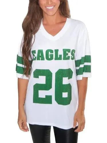 CUCE Philadelphia Eagles Saquon Barkley Crystal V-neck Tunic - White