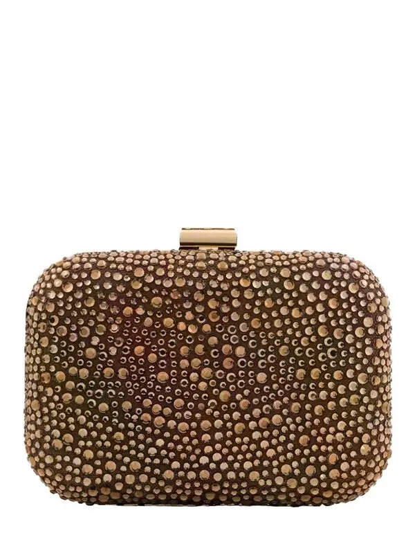 GEMY MAALOUF Crystal-embellished Crepe Clutch - Brown