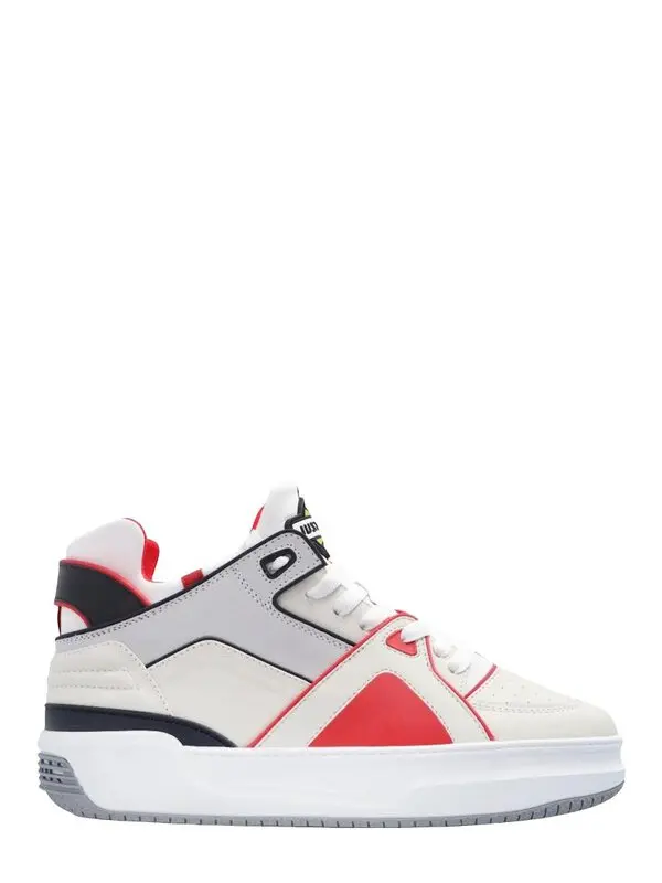 JUST DON Tennis Courtside Mid Sneakers - Beige/red/grey