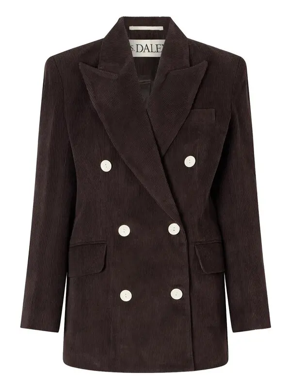 S.S.DALEY Eilidh Double-breasted Cotton-corduroy Blazer - Brown